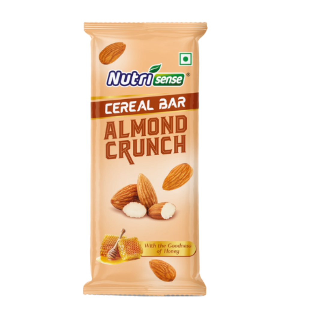 Nutrisense Almond Crunch Cereal Bar (35g) | Real Almonds • Honey Sweet ...